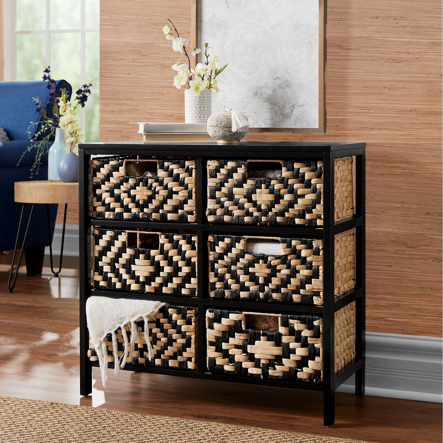 Nala 6-Basket Storage Cabinet | Midnight Velvet