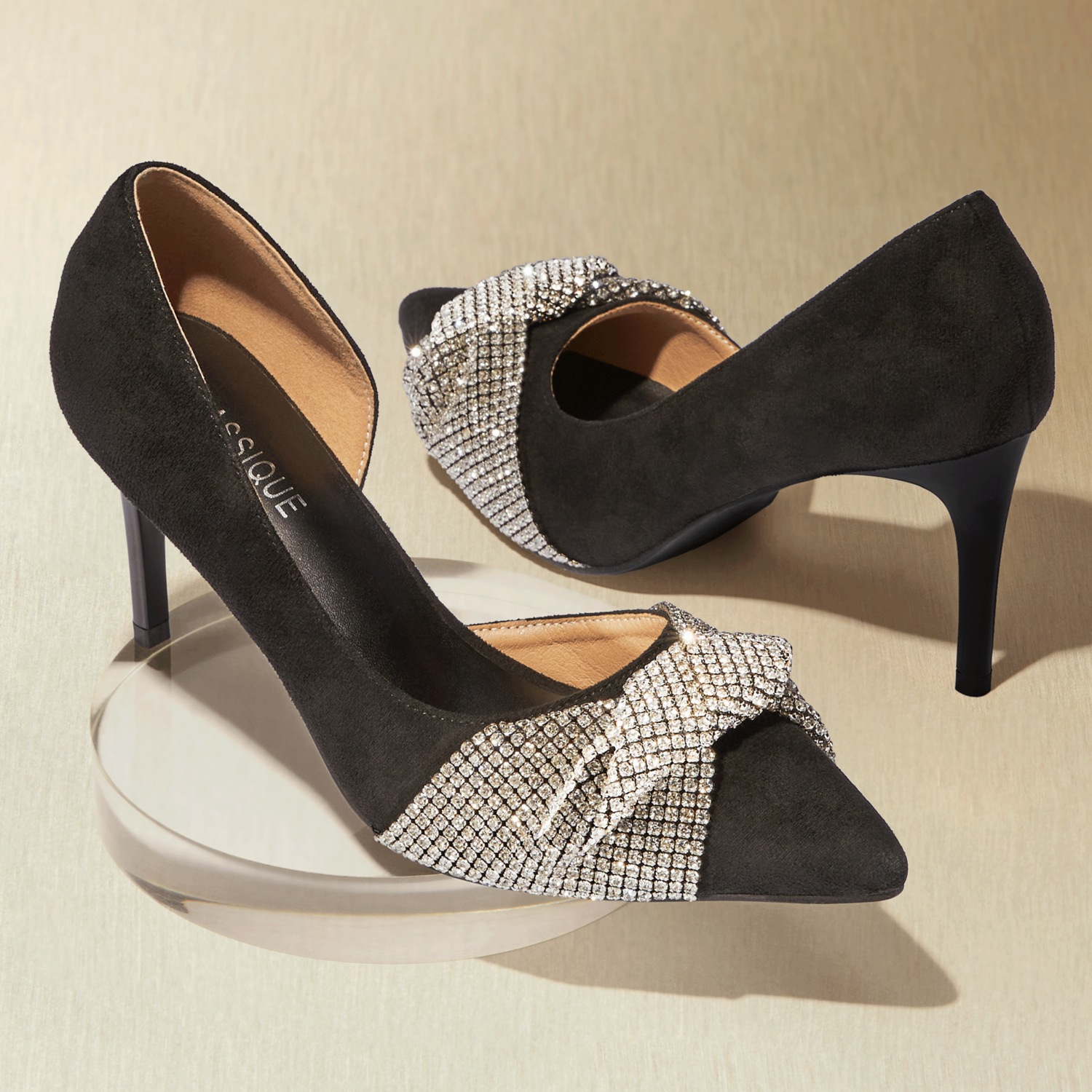 Classique Rhinestone Twist Pump | Midnight Velvet