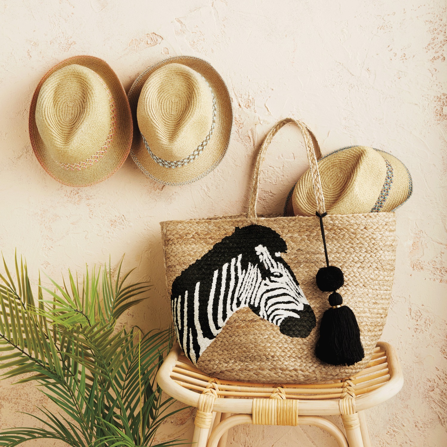 Animal Straw Tote | Midnight Velvet