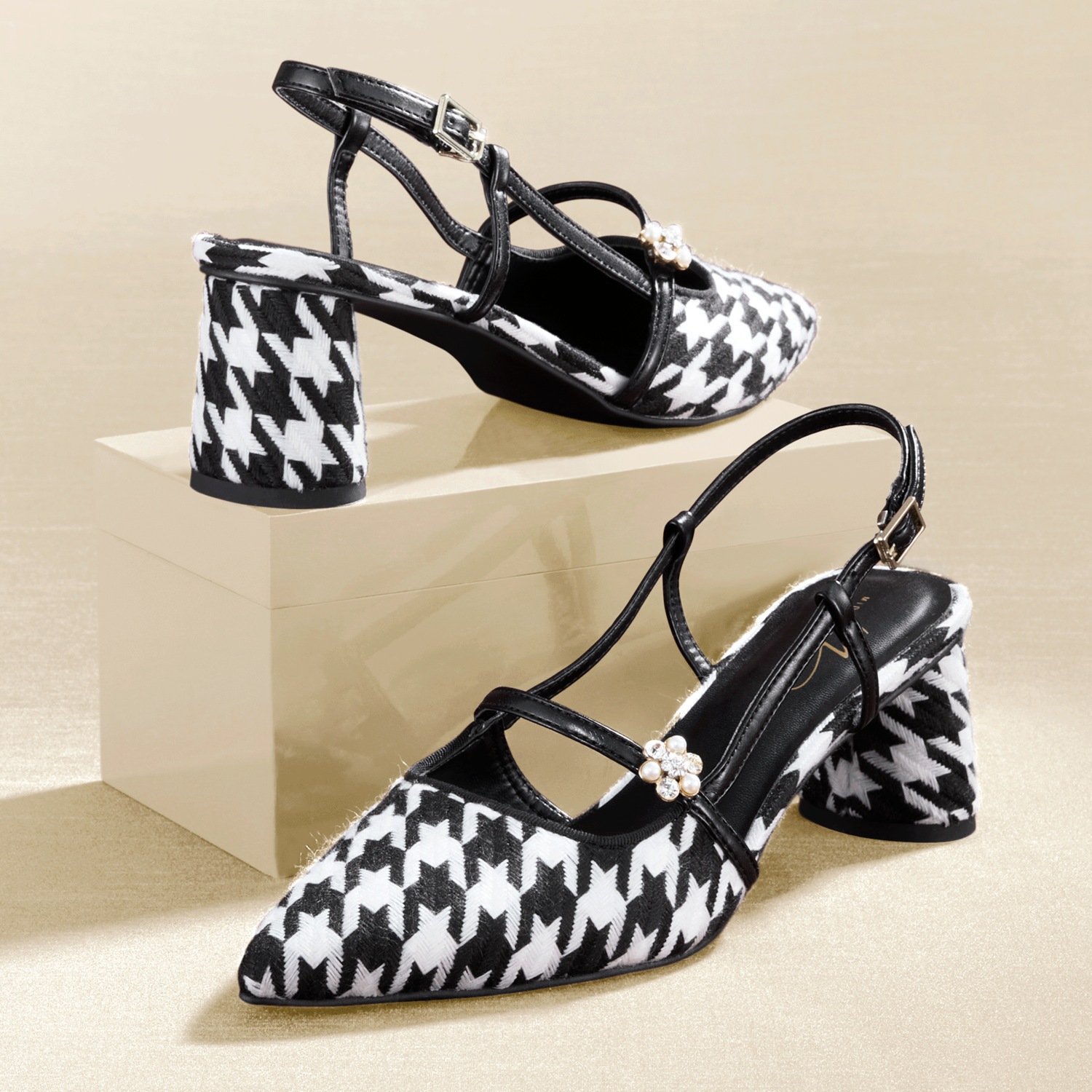 Midnight Velvet Houndstooth Slingback | Midnight Velvet