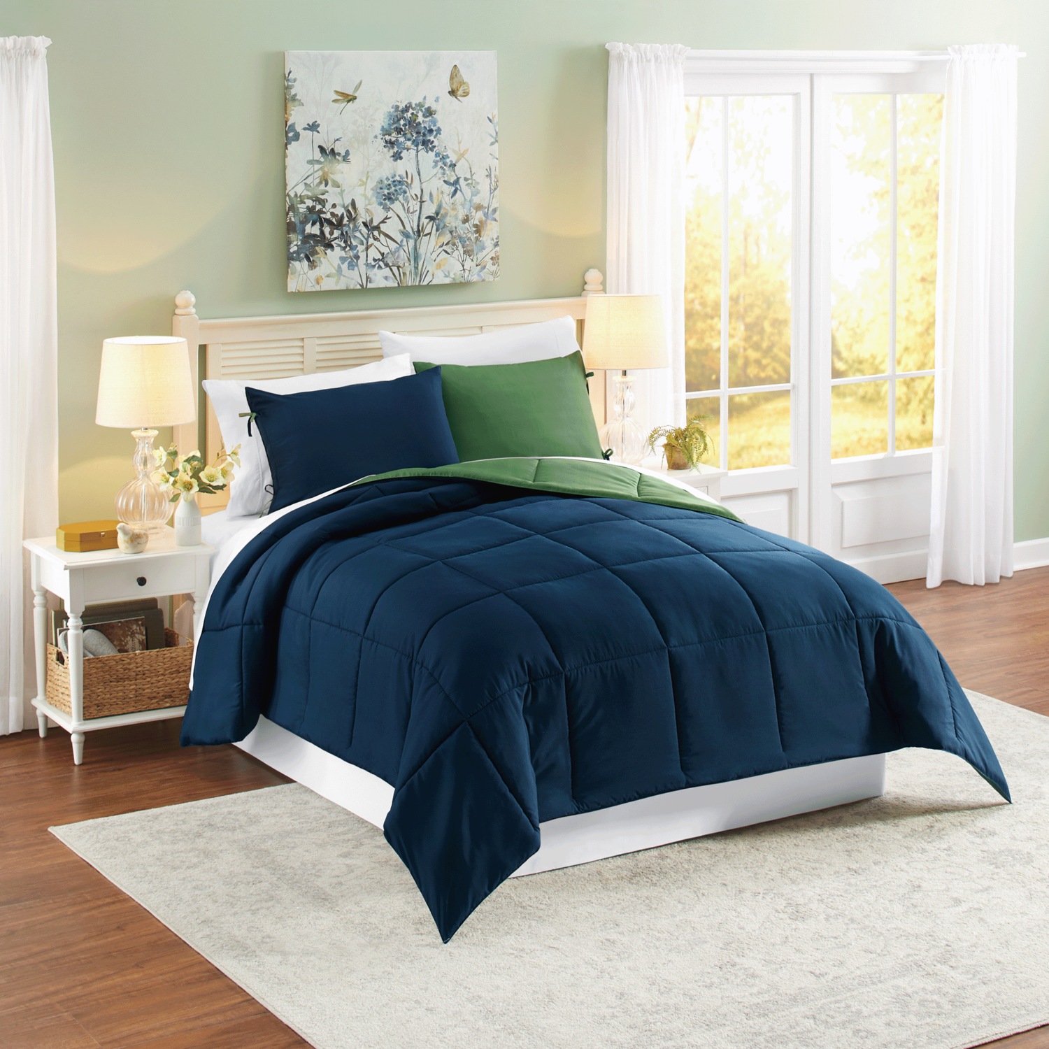 Color Connection Reversible Down-Alternative Comforter Set | Midnight ...