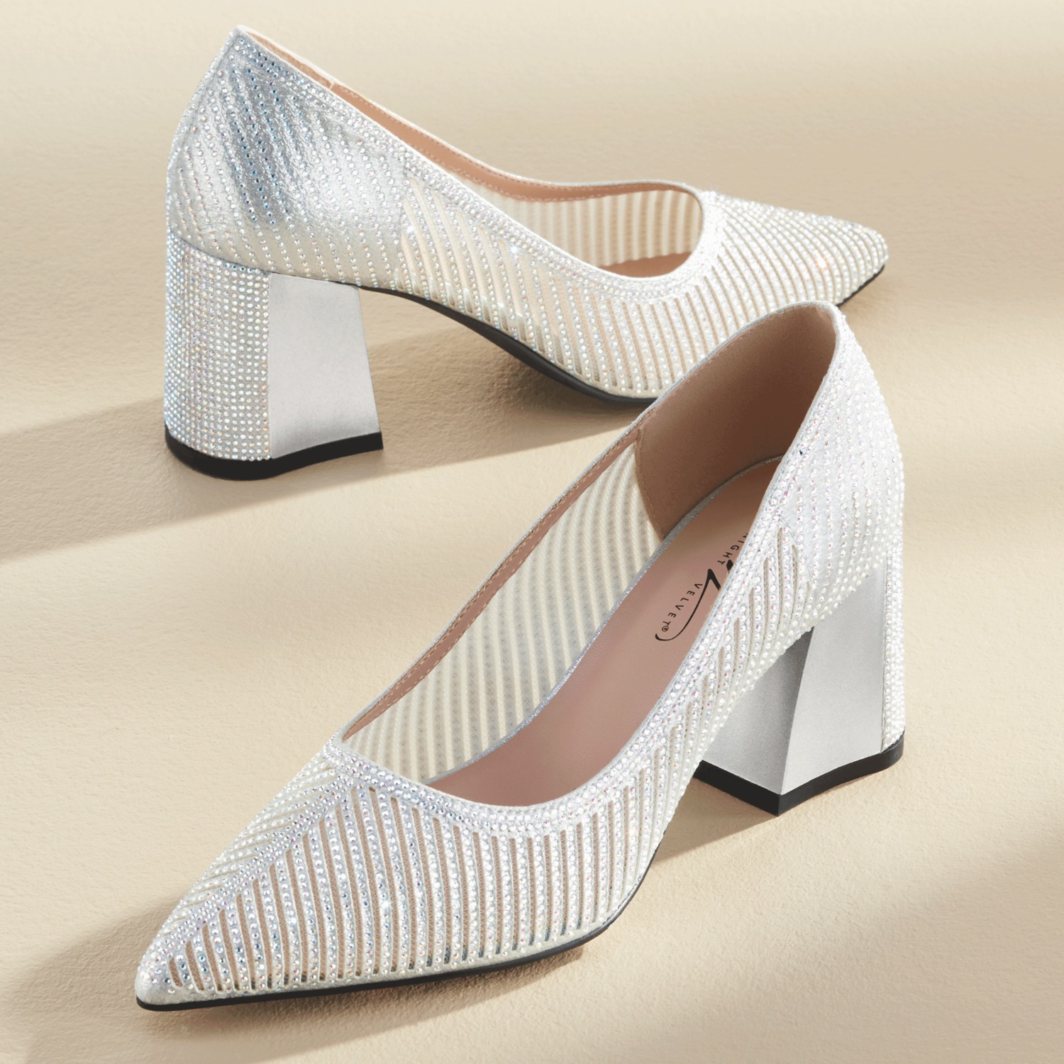 Midnight Velvet Rhinestone Stripe Pump | Midnight Velvet