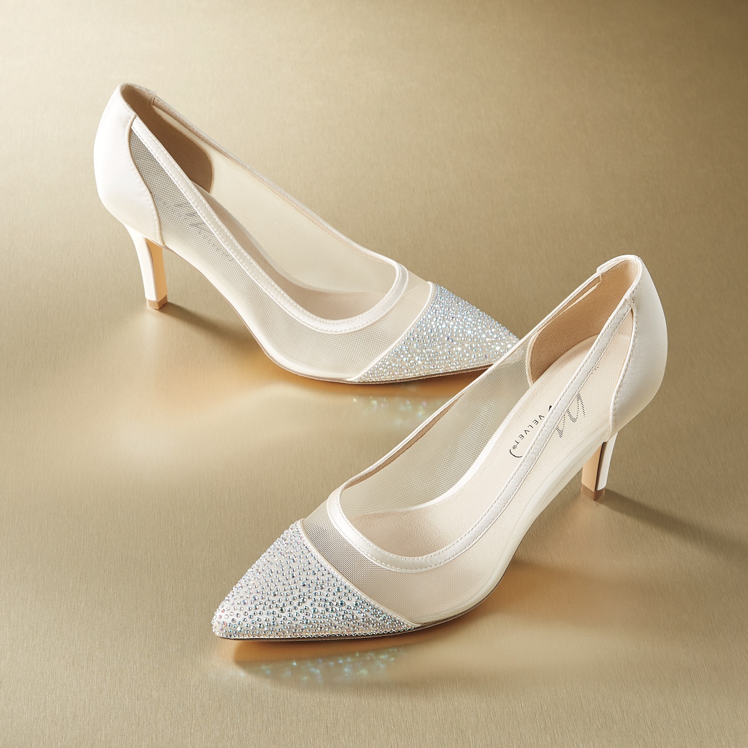 Midnight Velvet Rhinestone Cap Mesh Pump | Midnight Velvet