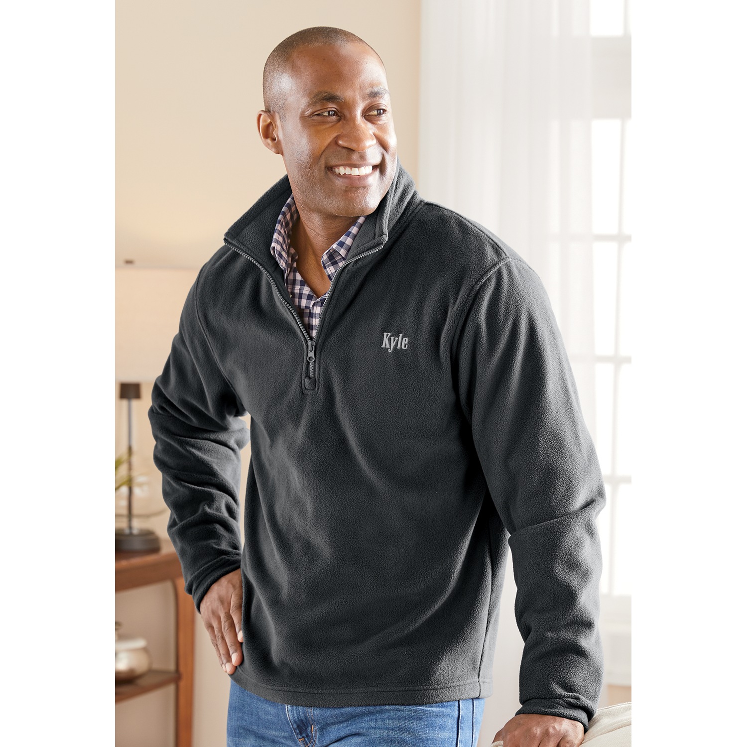 Men's Personalized 1/4-Zip Fleece Pullover | Midnight Velvet