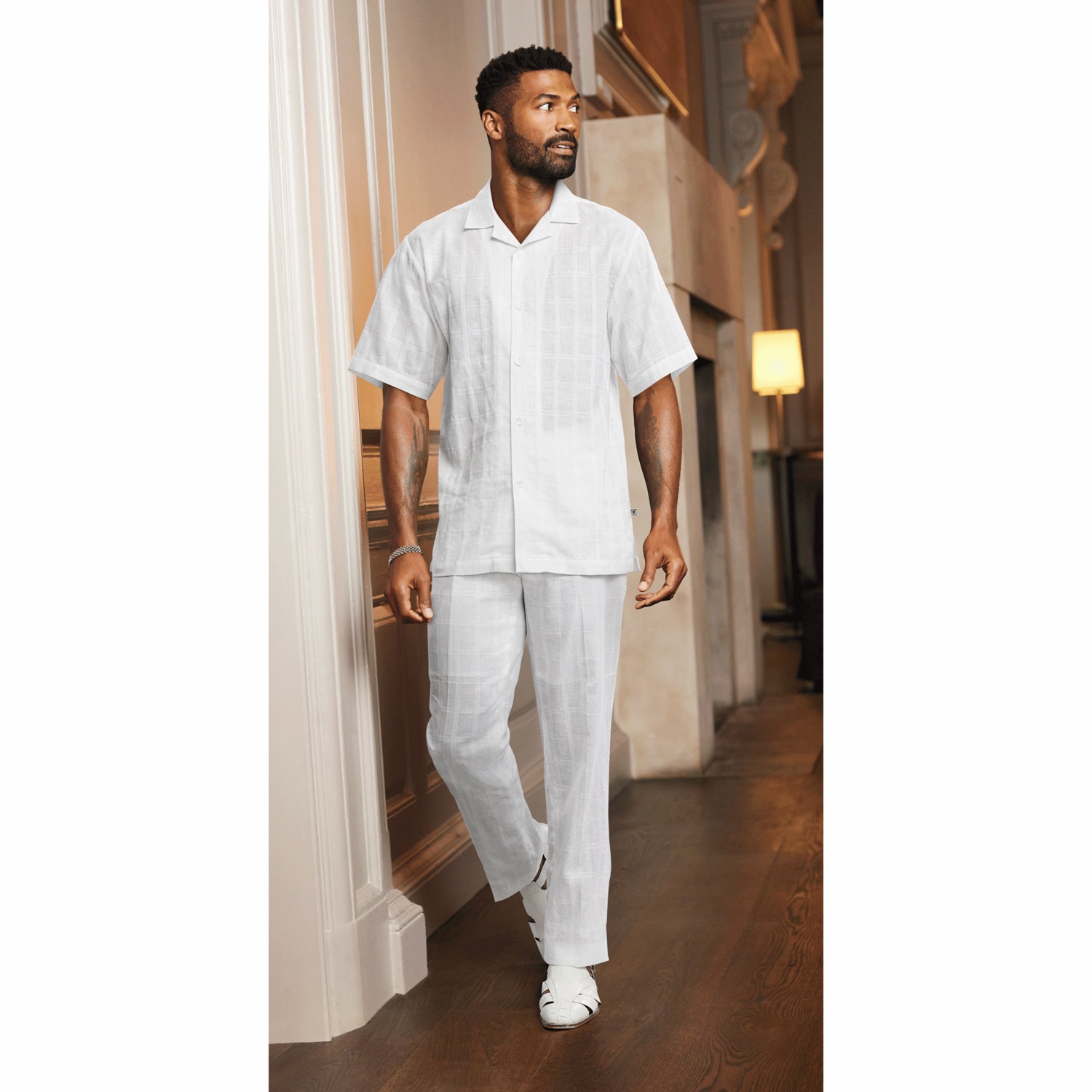 Stacy Adams Linen Jacquard Pant Set | Midnight Velvet