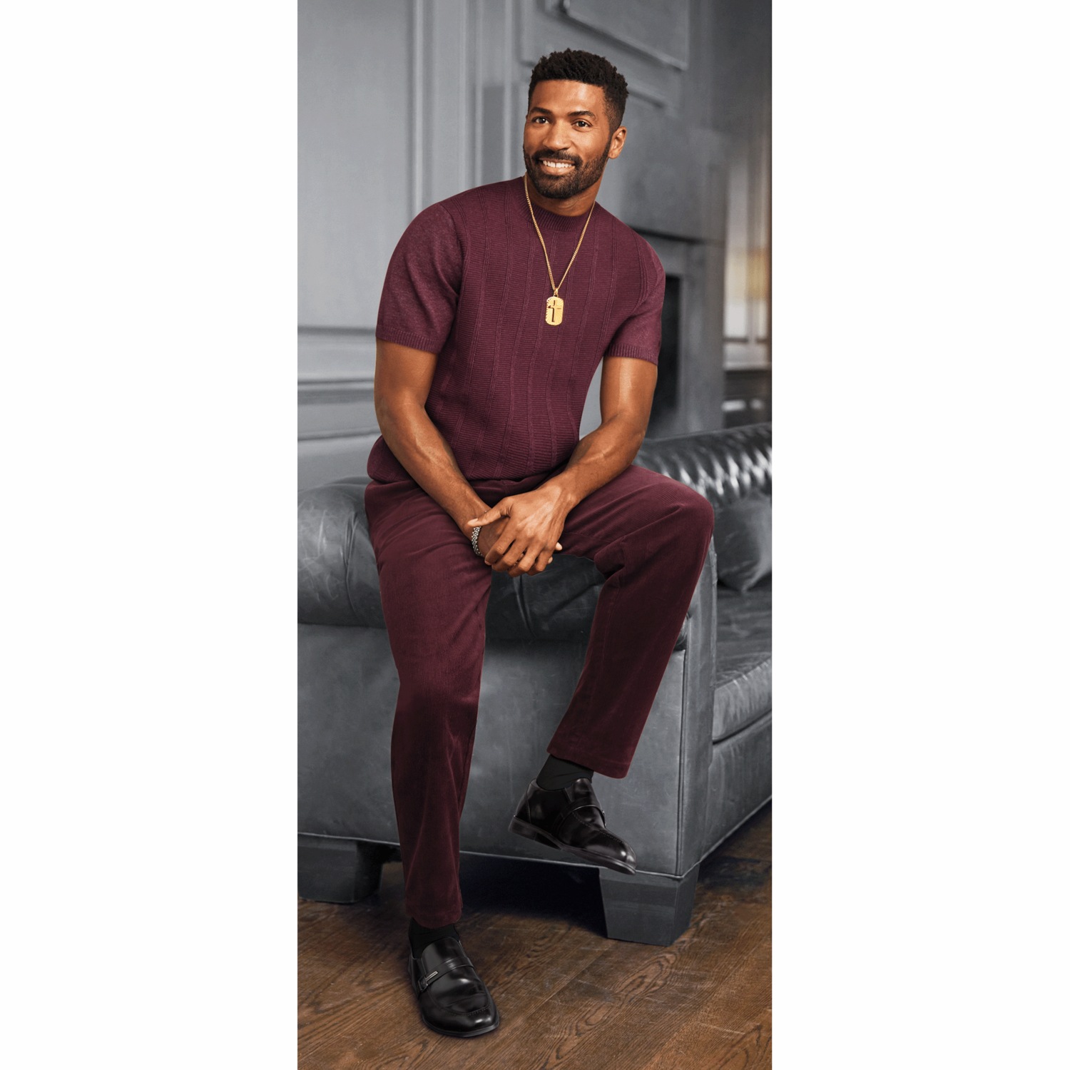 Noah Short-Sleeve Mock-Neck Sweater | Midnight Velvet