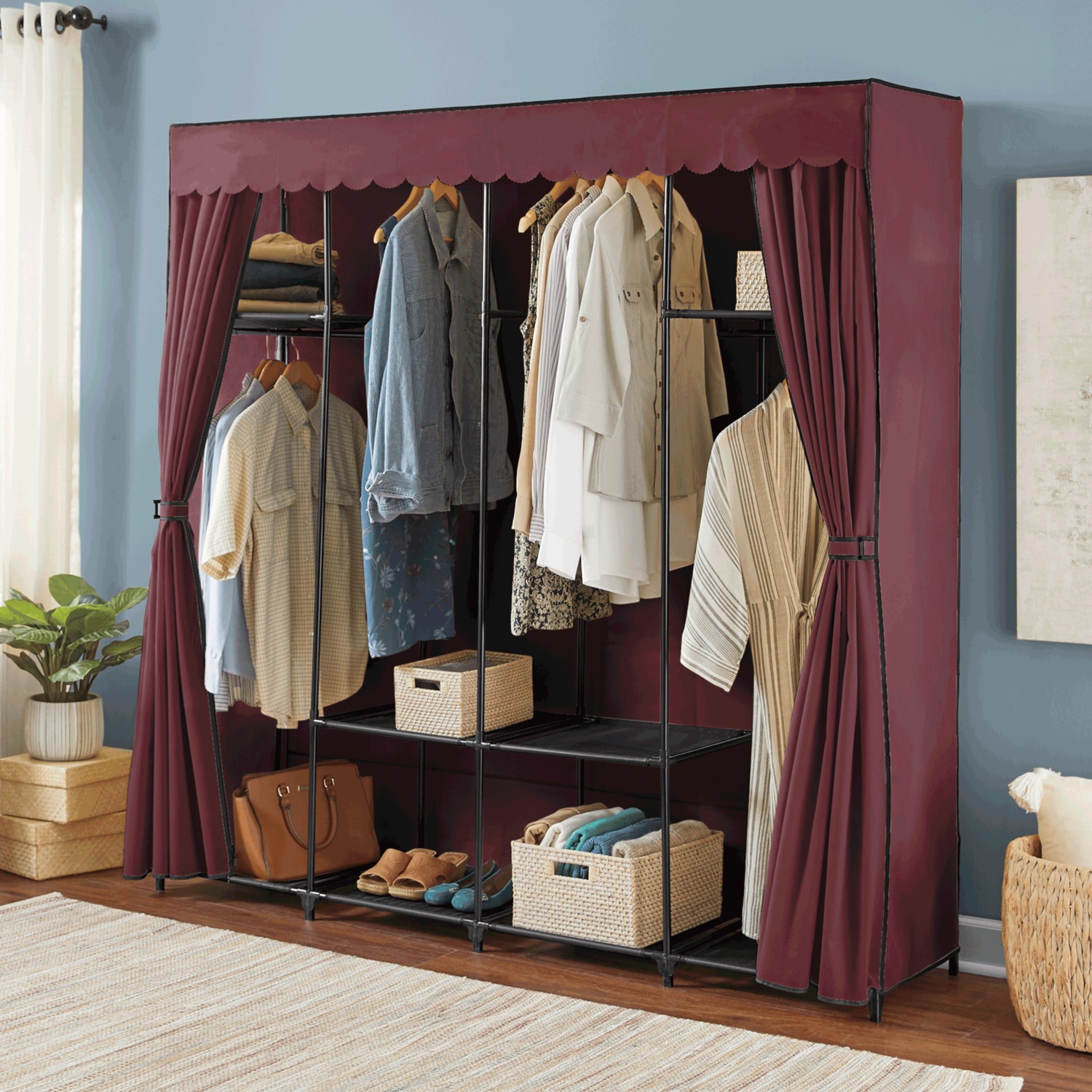 Scalloped Curtain Storage Wardrobe | Midnight Velvet