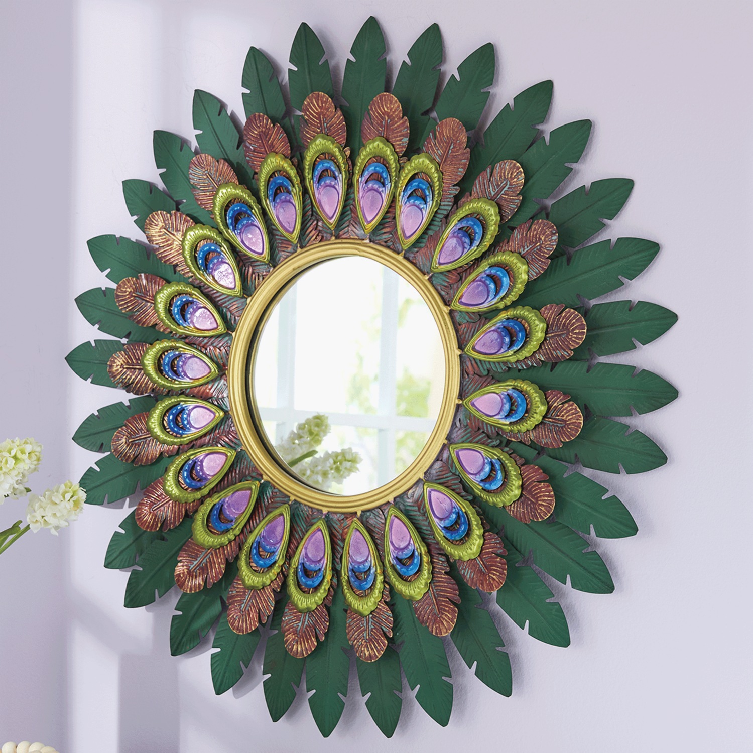 Peacock Feather Wall Mirror | Midnight Velvet