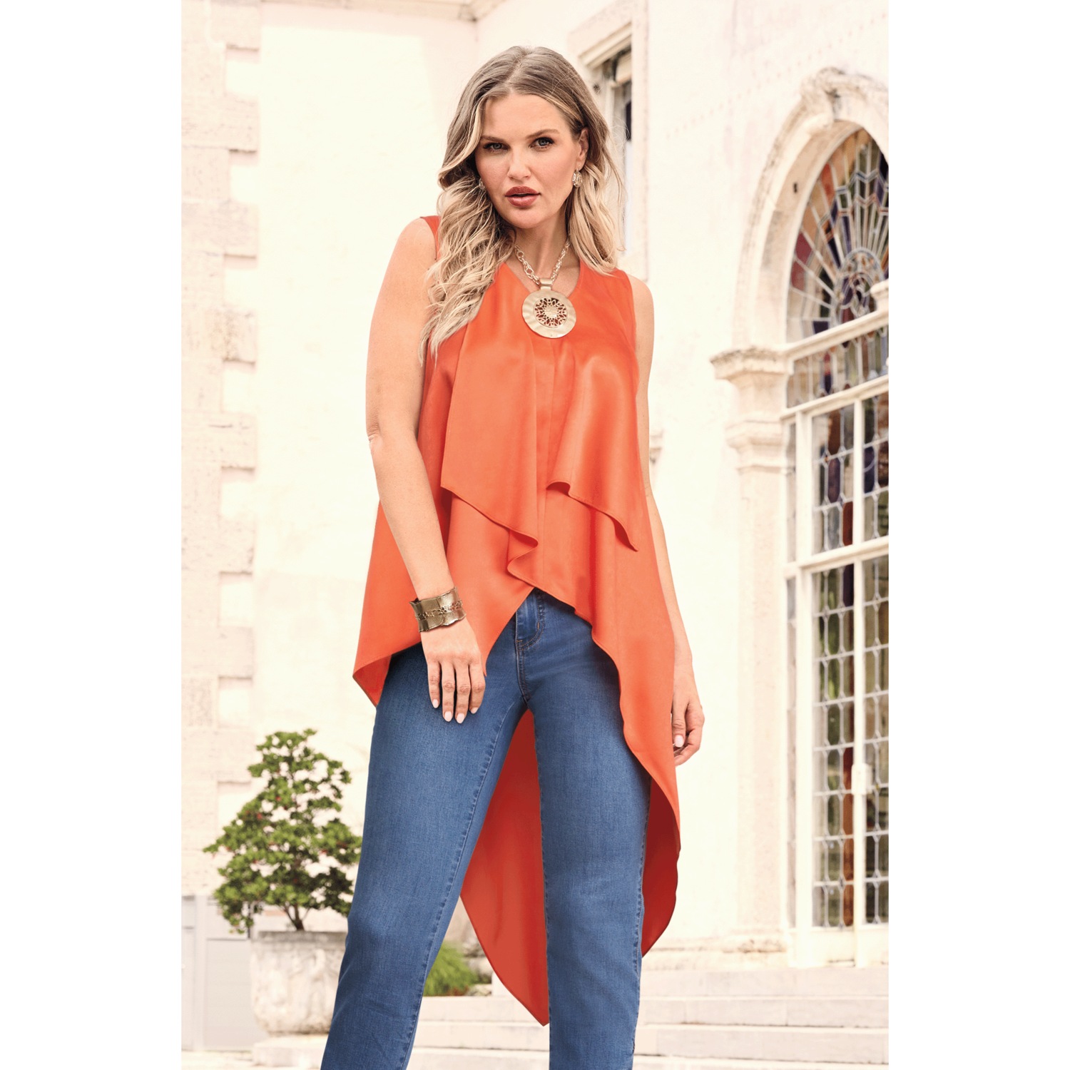 Valentina High-Low Tunic with V-Neck and Asymmetric layers | Midnight ...