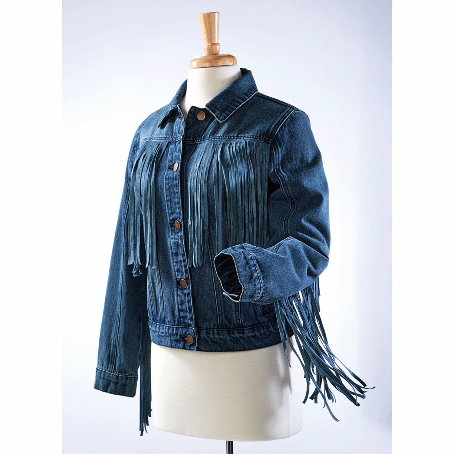 Denim Fringe Jacket | Midnight Velvet