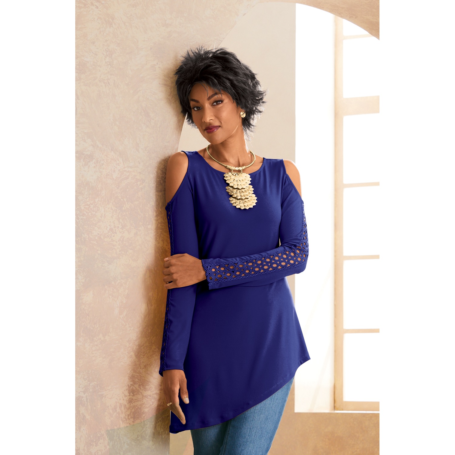 Selina Cold-Shoulder Tunic | Midnight Velvet