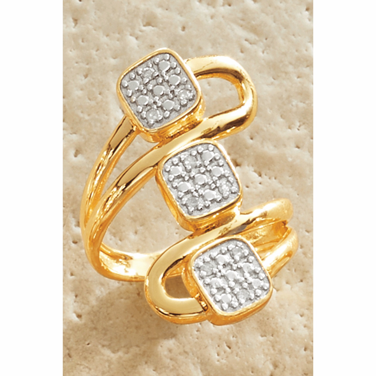 Diamond 3-Square Wrap Ring | Midnight Velvet