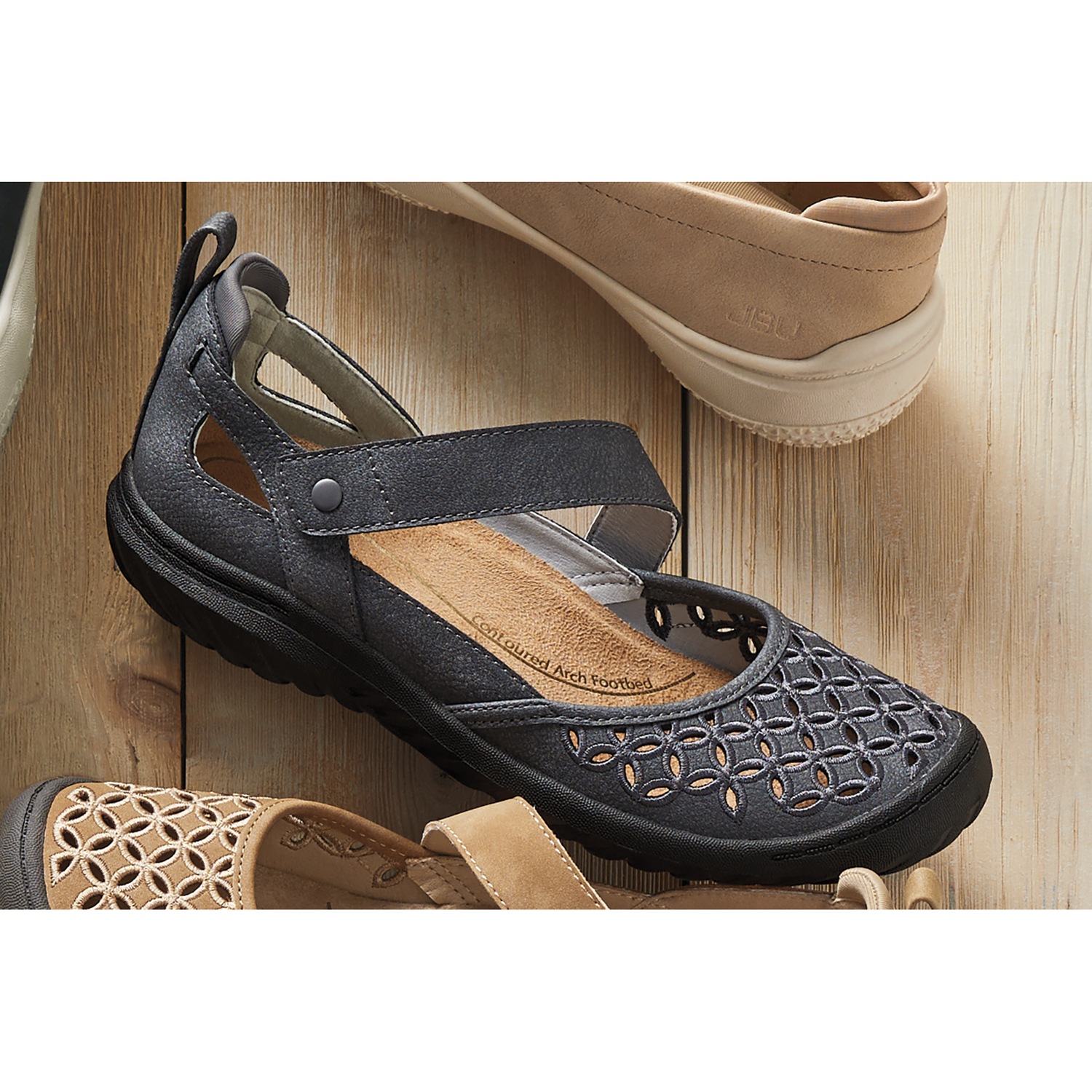 JBU Bianca Mary Jane with Cutout Designs and Memory Foam Footbed by ...