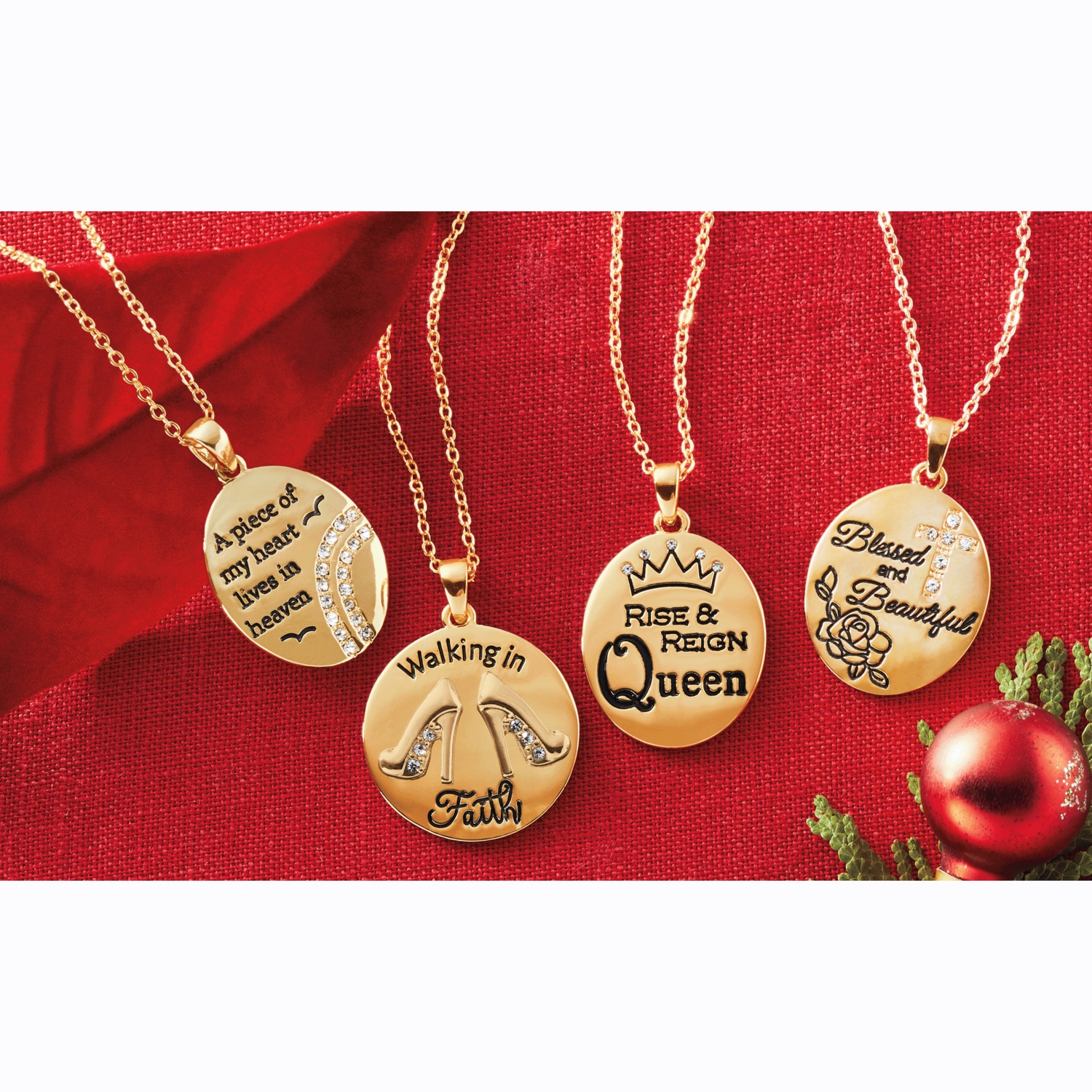 Goldtone Faith Round Pendant | Midnight Velvet