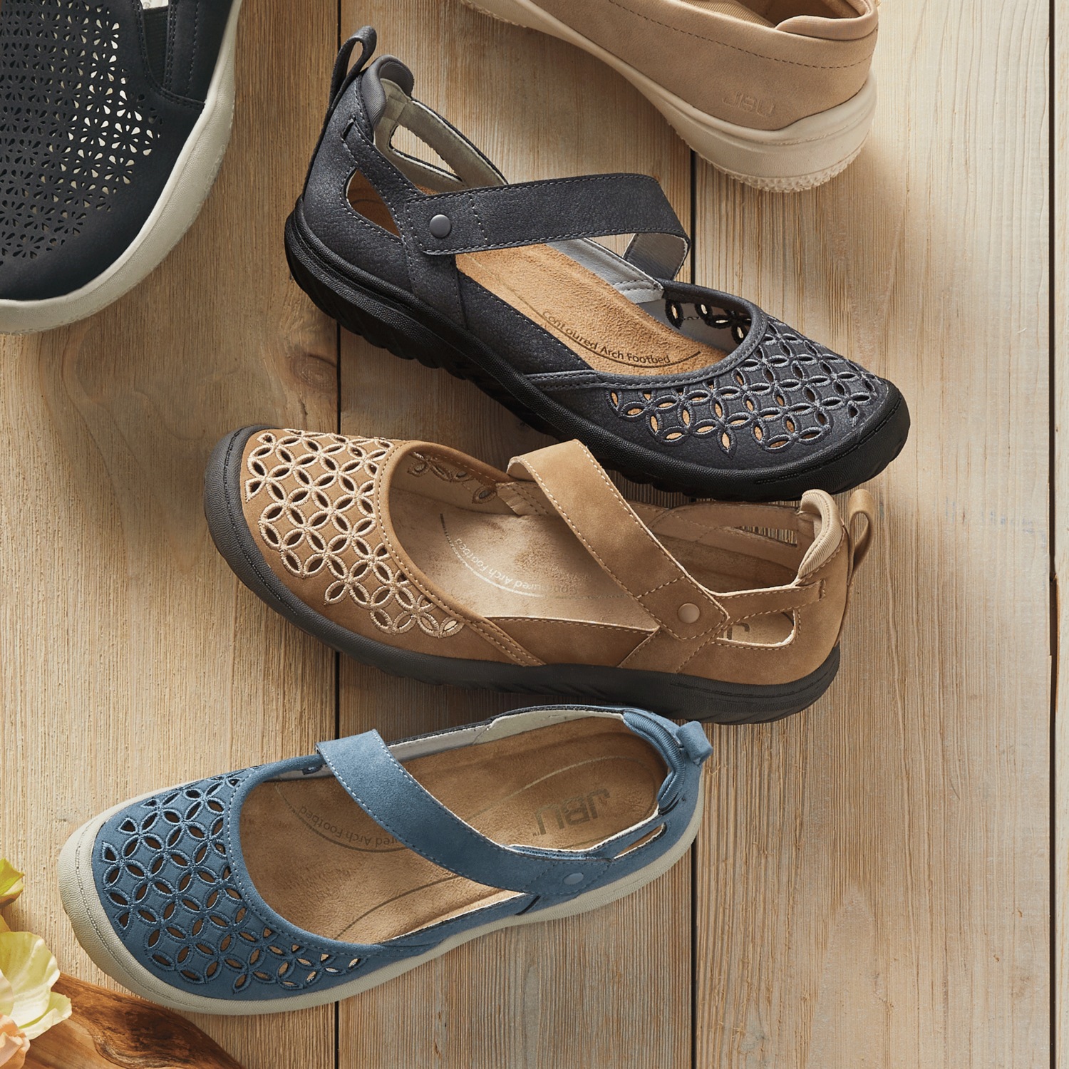 JBU Bianca Mary Jane with Cutout Designs and Memory Foam Footbed by ...