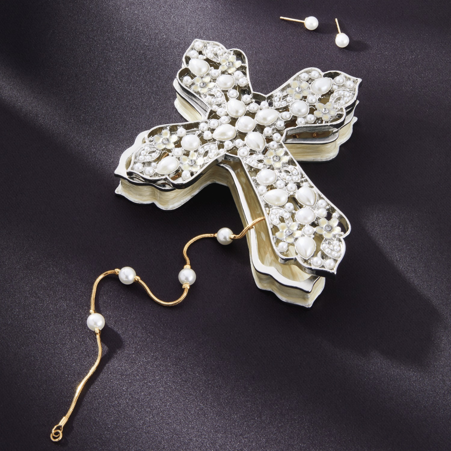 Glam Cross Trinket Box | Midnight Velvet