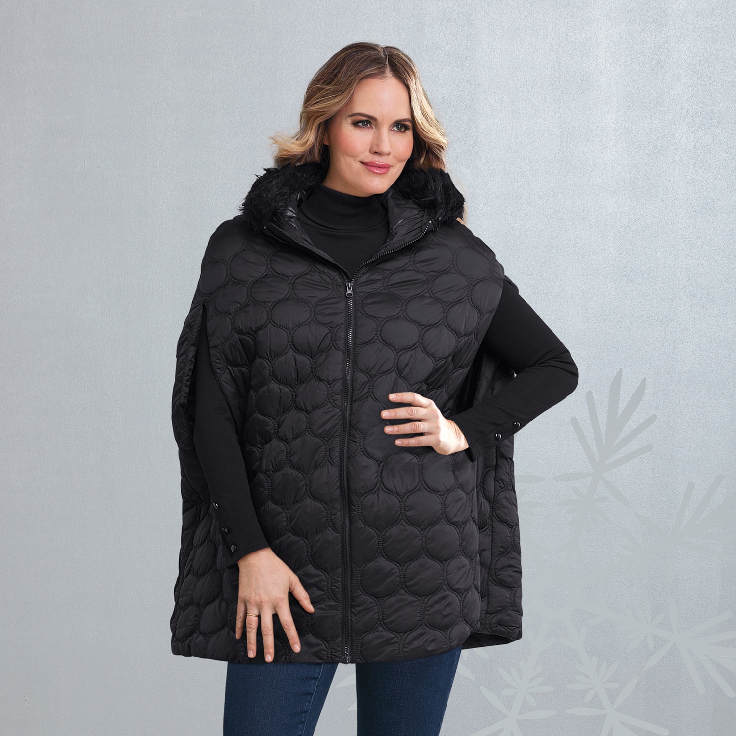 Puffer Cape | Midnight Velvet