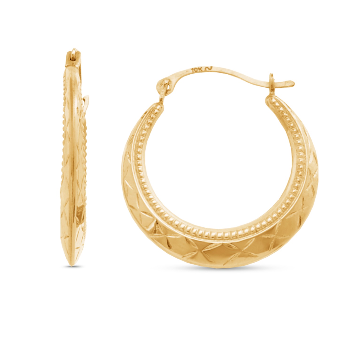 Gold Round Diamond-Cut Hoops | Midnight Velvet