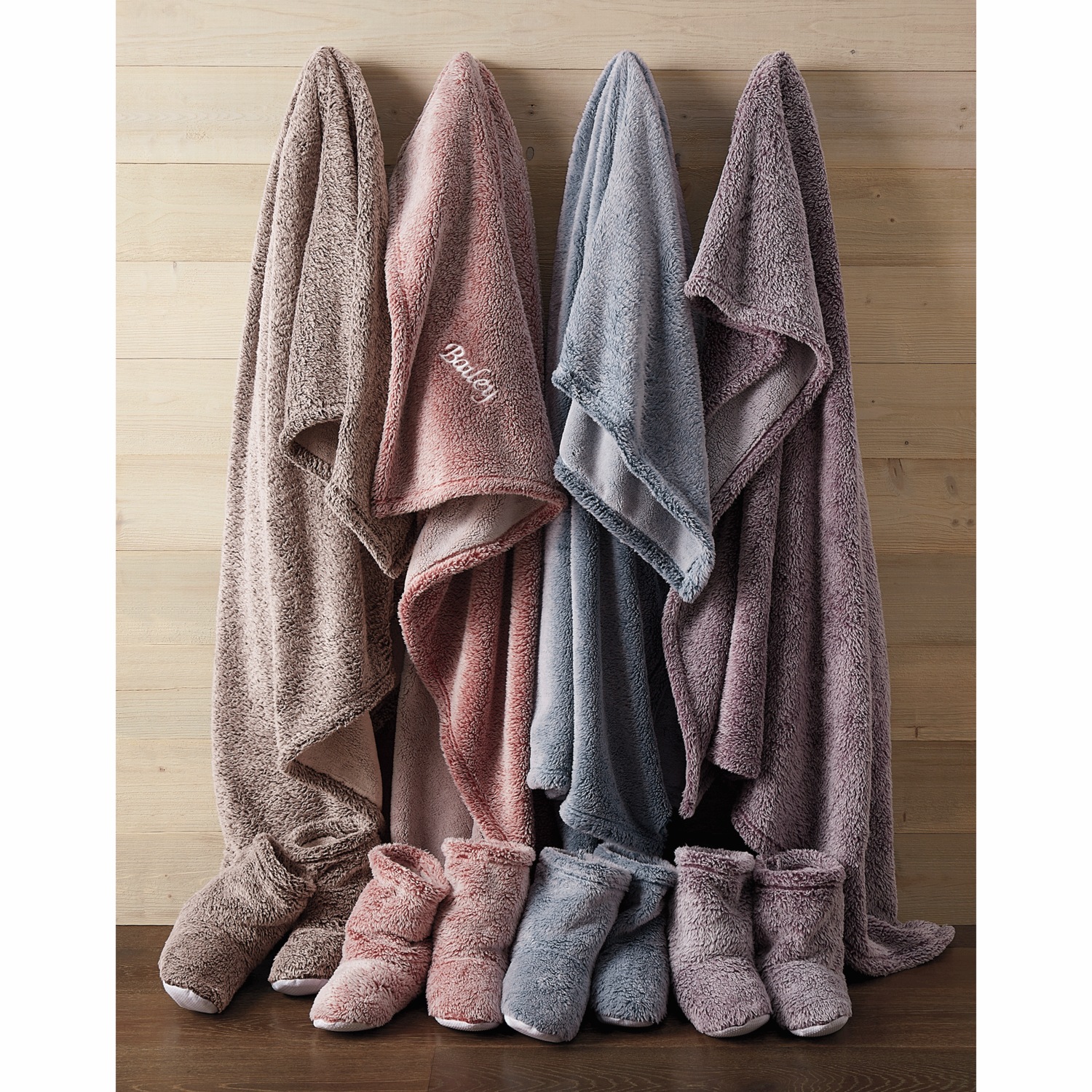 Ultraplush Throw Blanket and Bootie Slippers Gift Set | Midnight Velvet